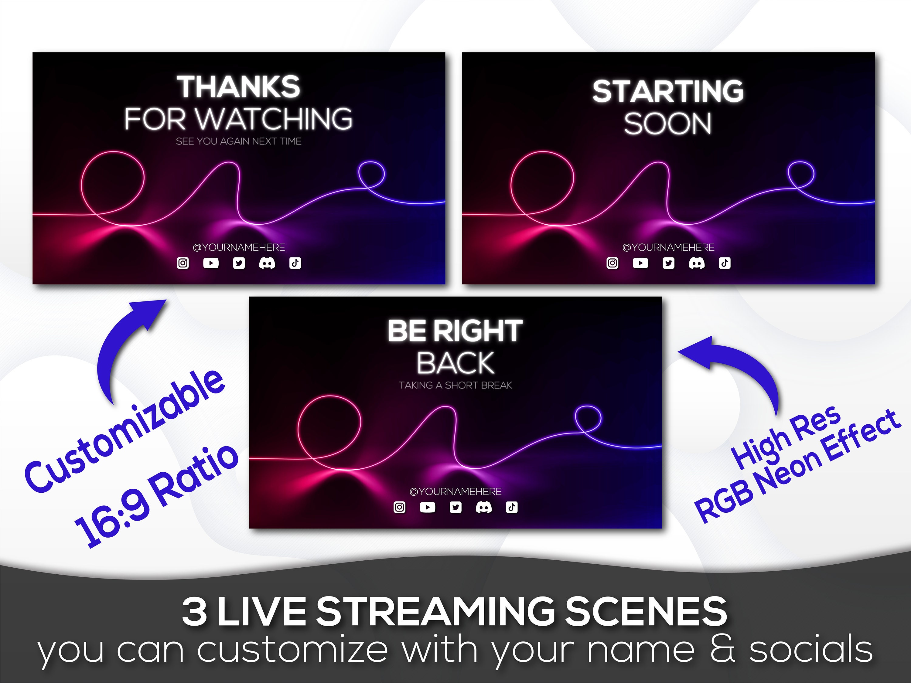 Neon Stream Overlays | Twitch Stream Overlay | Stream Overlay Package ...