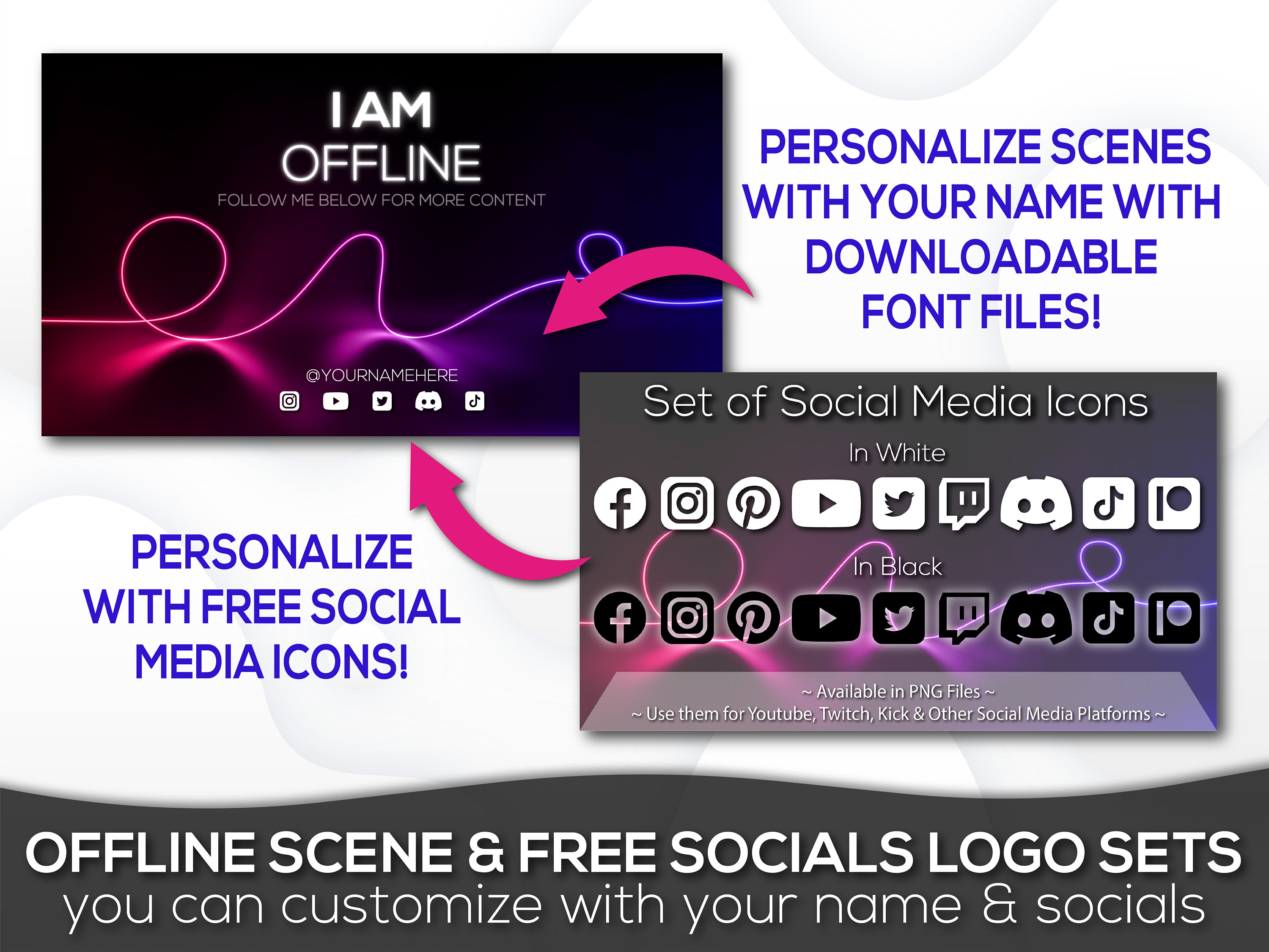 Neon Stream Overlays | Twitch Stream Overlay | Stream Overlay Package ...