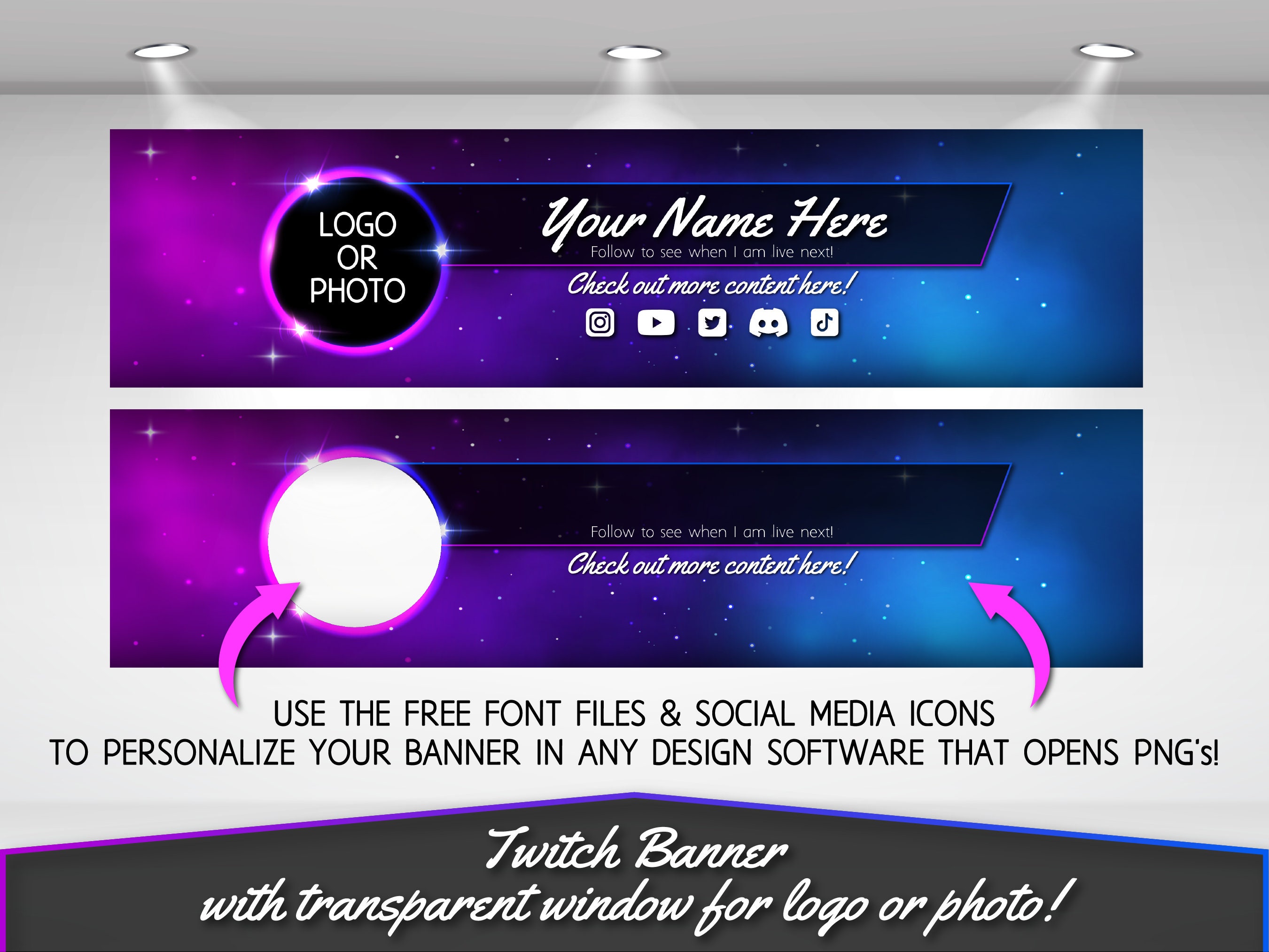 Celestial Space Blue Purple Themed Twitch Kick Overlay Stream Package ...