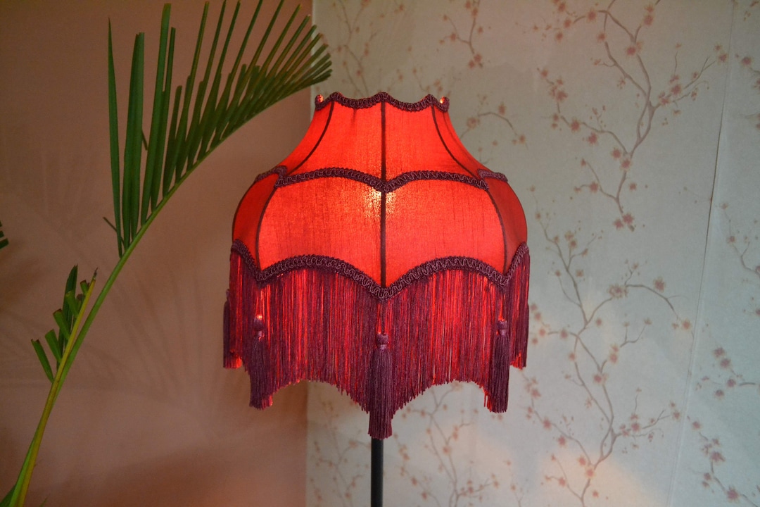 Hand-stitched Burgundy Silk Lampshade: Victorian Style With Maroon ...