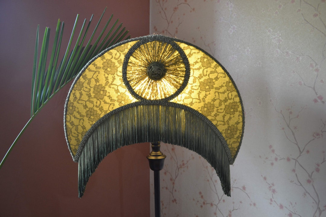 Lampshade Green Lampshade Crescent Lampshade/victorian Lampshade/table ...