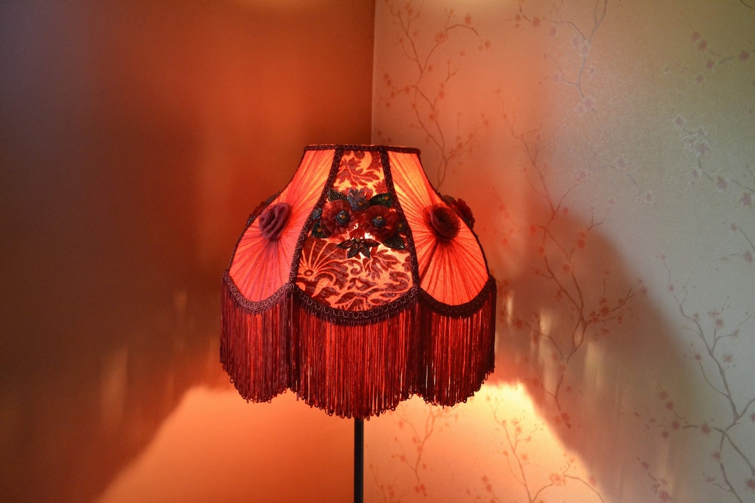 Lampshade/romantic Red Lampshade/fabric Lampshade/floor Lampshade ...