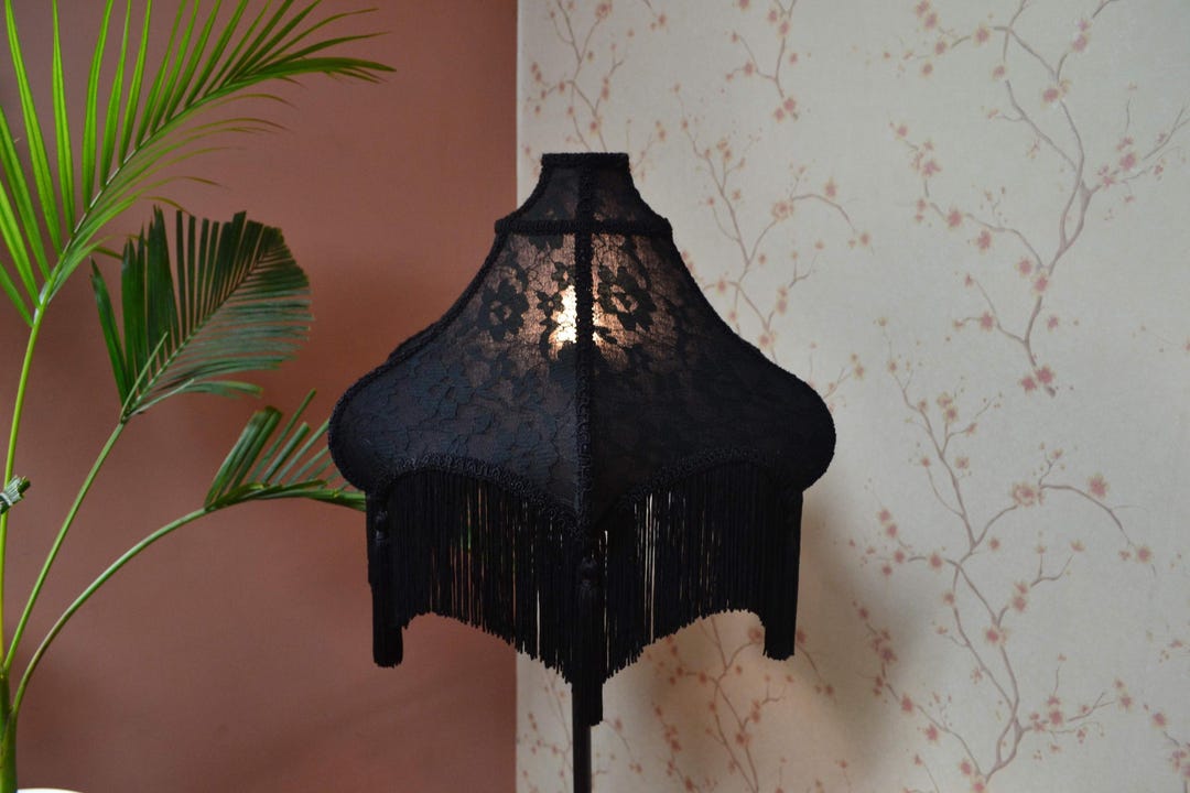 Gothic Black Lampshade: Handmade Victorian Style With Rayon Fringe - Etsy