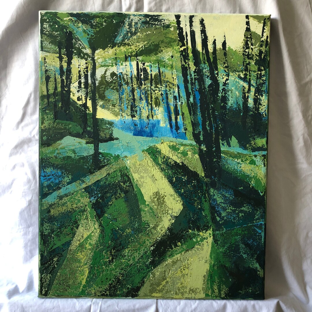 Abstract Landscape, Acrylic Painting - "shady Green" - Etsy