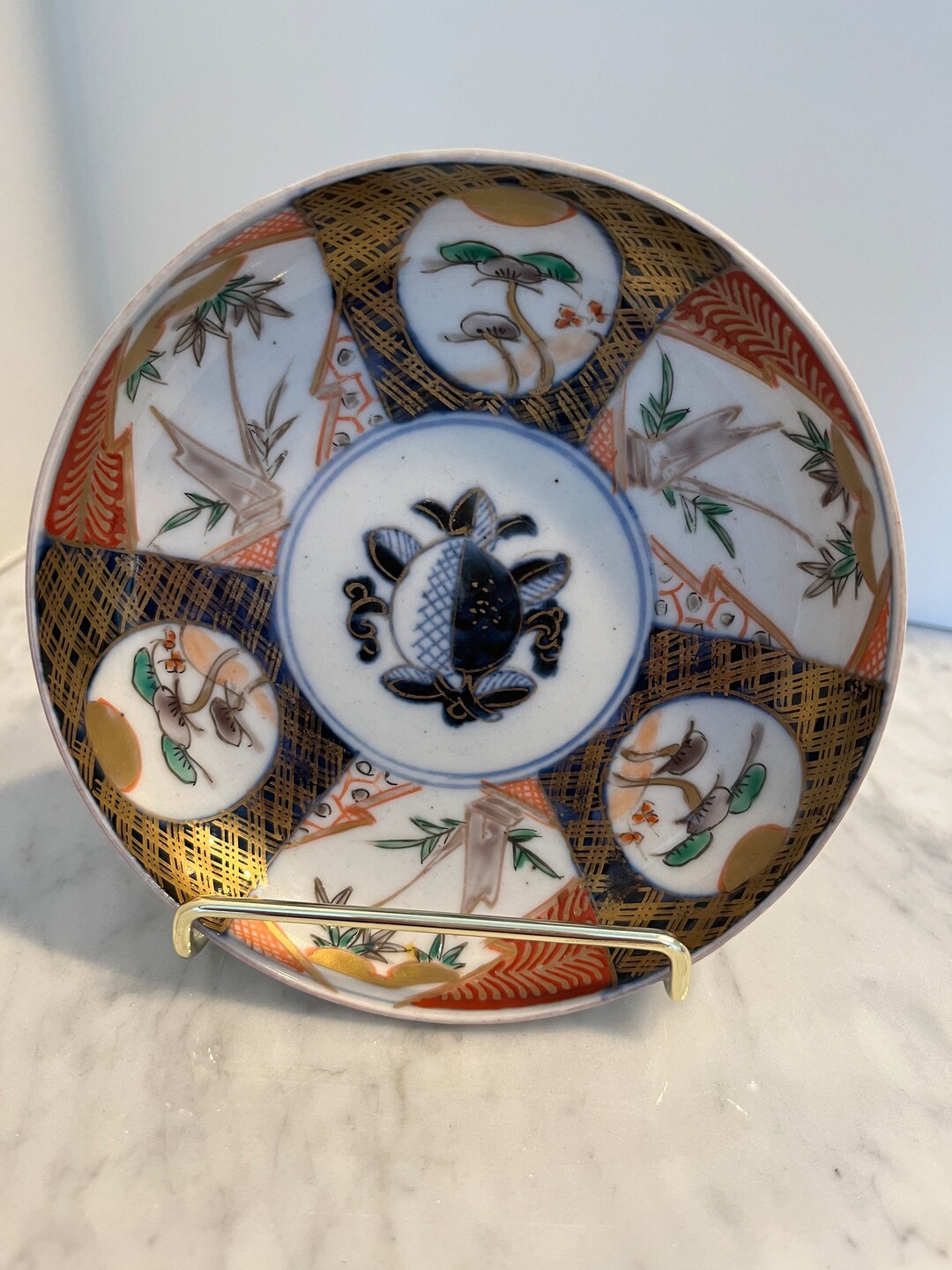 Antique Japanese Imari Plate/shallow Bowl. Blue Import Mark - Circa ...