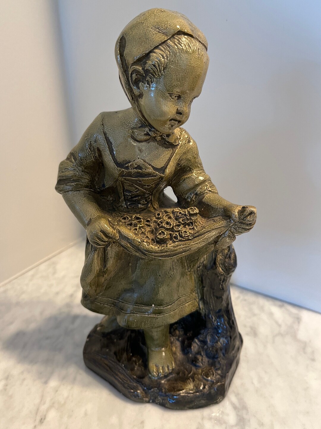 Vintage BORGHESE Chalkware Girl Figurine - Etsy