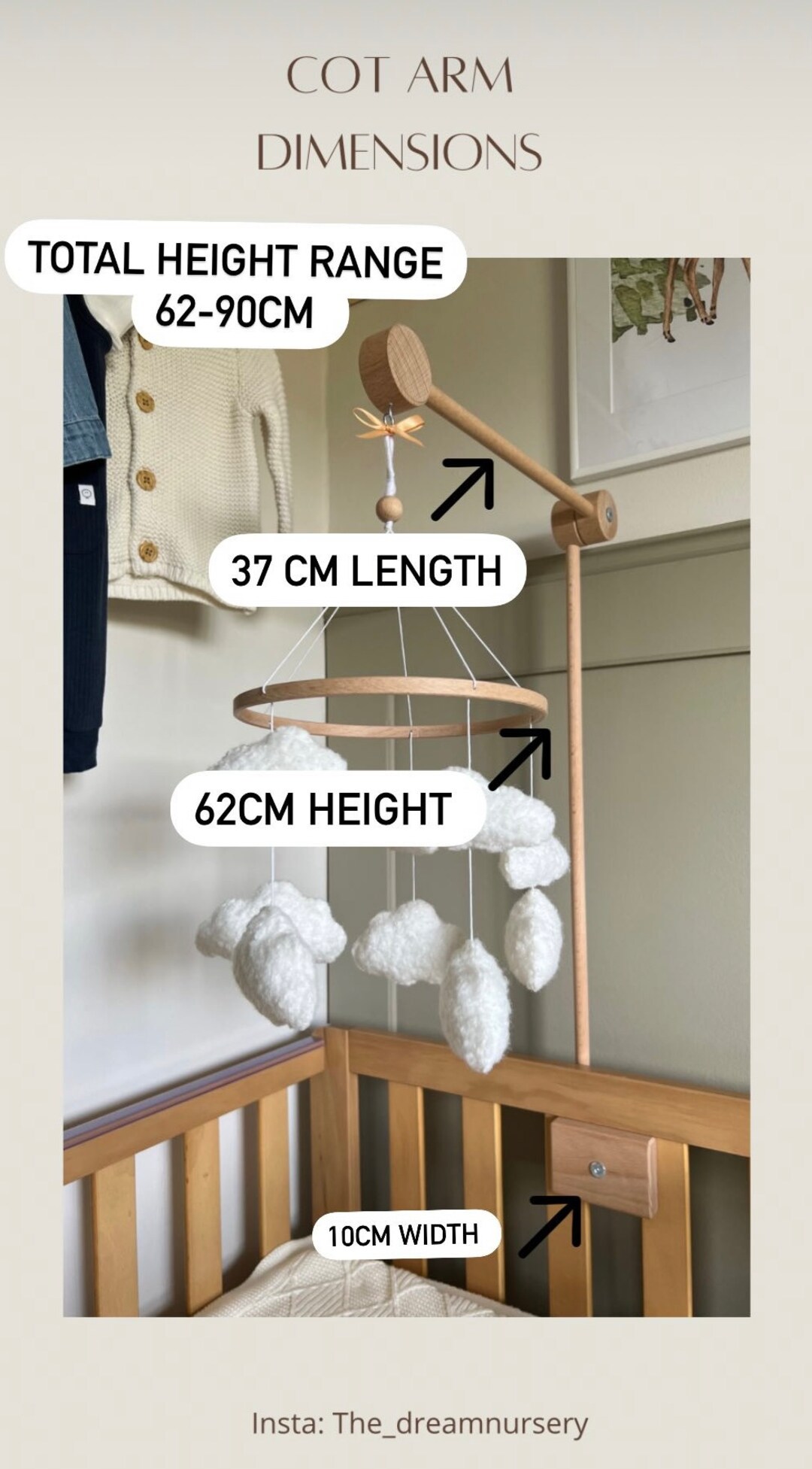 Handcrafted Beech Wood Cot Arm: 360 Rotating Mobile Hanger - Etsy