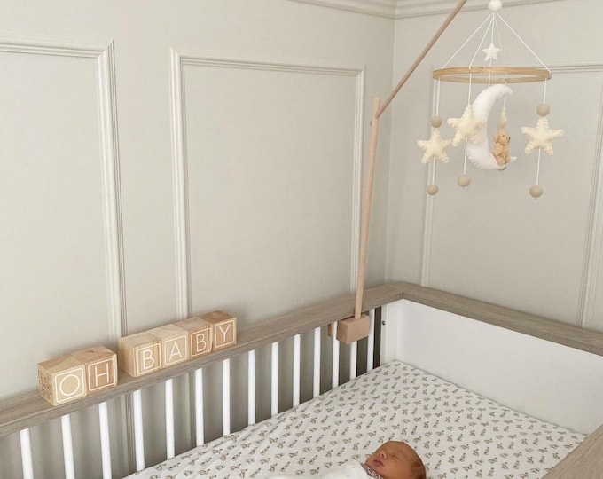 TEDDY’S DREAM Cot Mobile, Boucle Cot Mobile, Cloud Mobile, Neutral ...