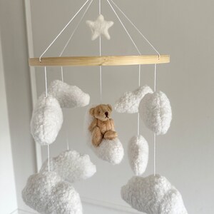 TEDDY’S DREAM Cot Mobile, Boucle Cot Mobile, Cloud Mobile, Neutral ...