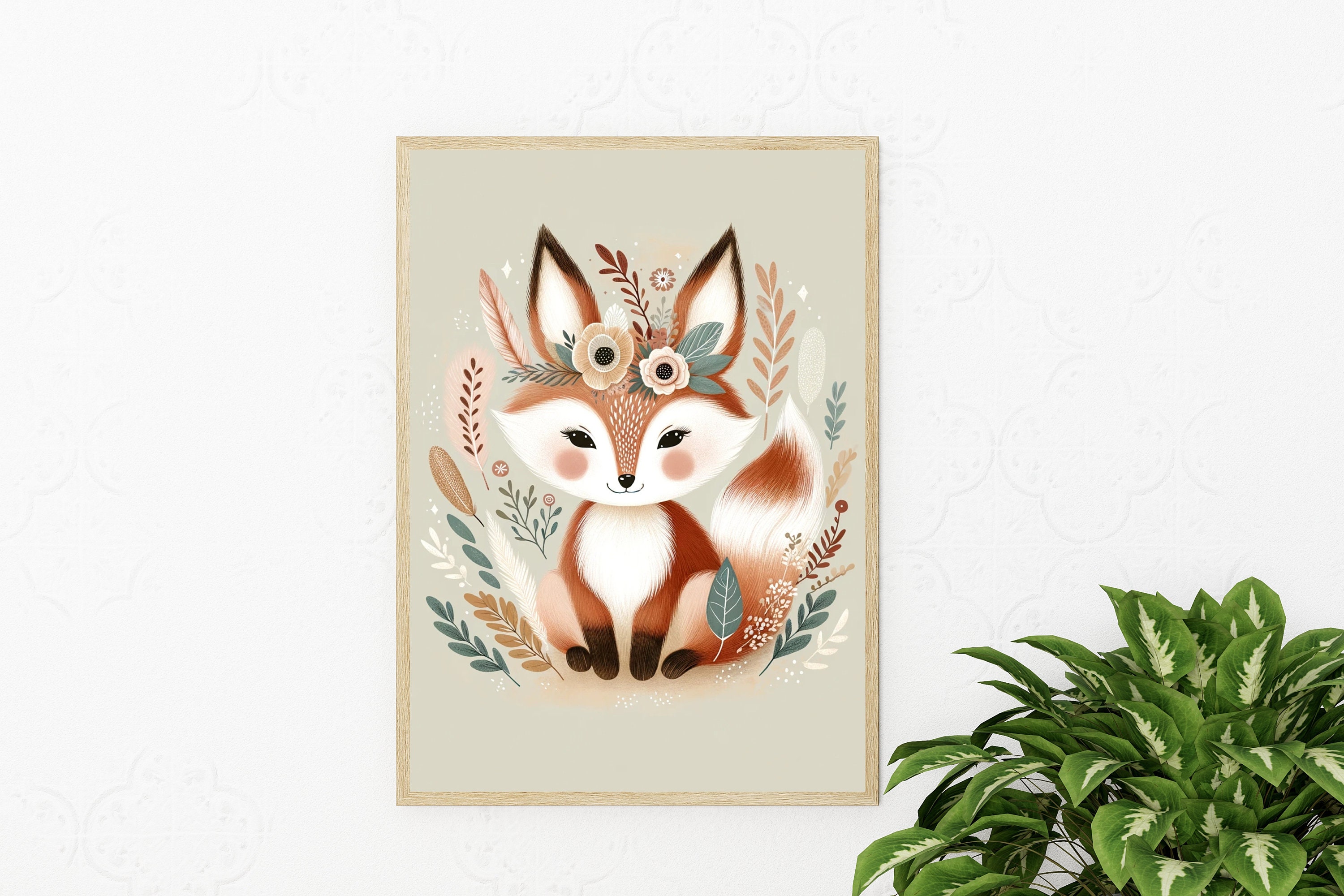Boho Fox Nursery Wall Art Digital Printable Various Sizes Kids Room ...