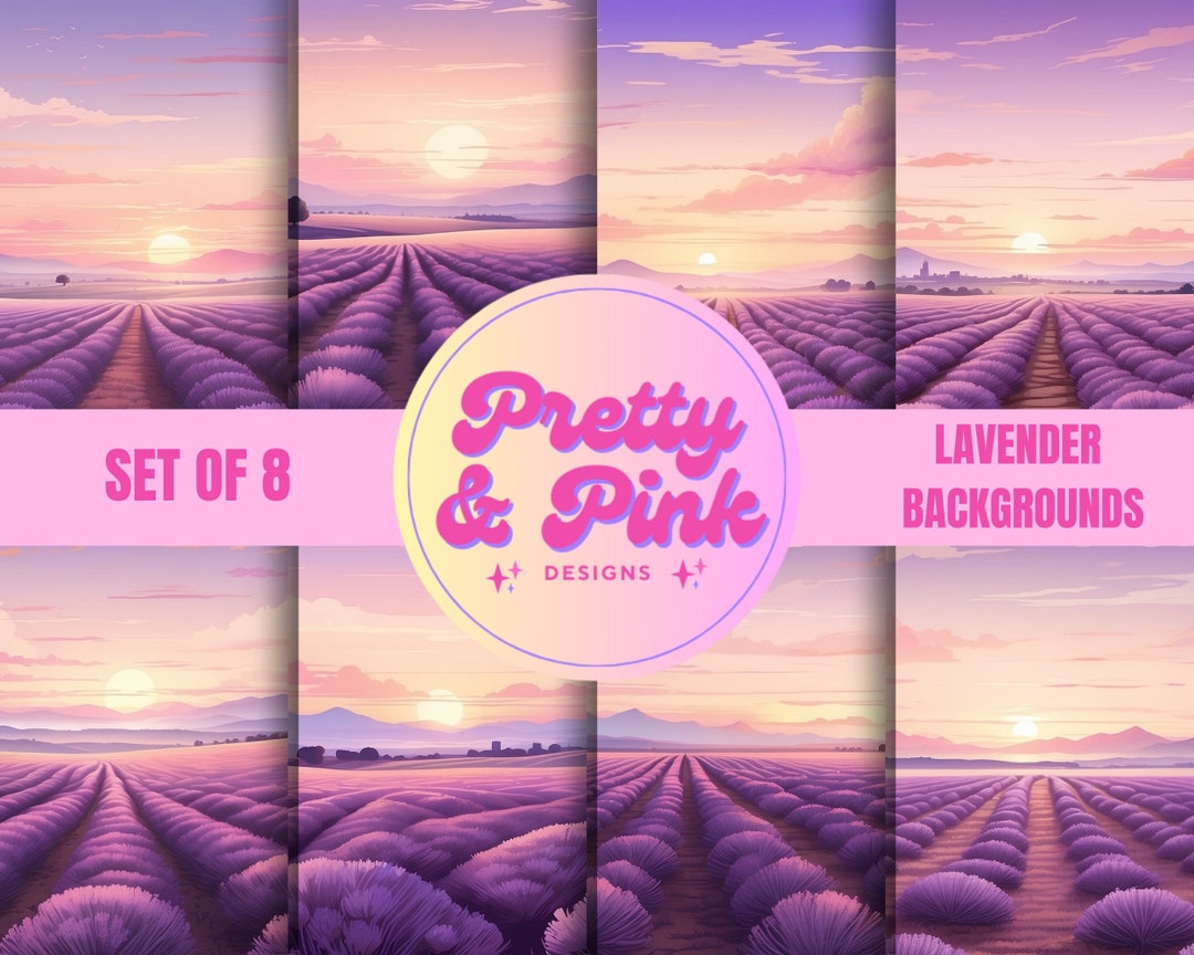 Commercial Use Pastel Lavender Fields Digital Backgrounds Set of 8 ...