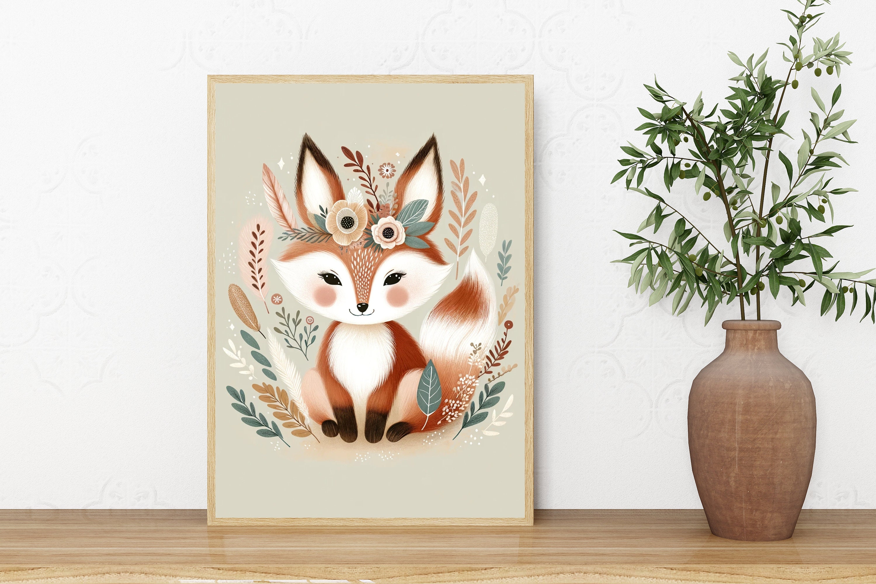 Boho Fox Nursery Wall Art Digital Printable Various Sizes Kids Room ...