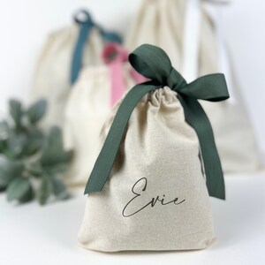 Personalised Gift Bags Luxury Cotton Drawstring Bags Choice of Ribbon ...