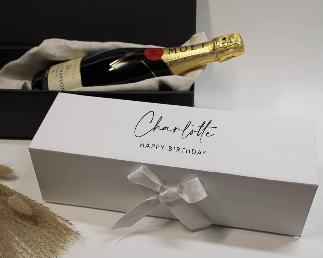 Personalised Gift Box |luxury Bottle Box With Lid | Choice of Ribbon ...