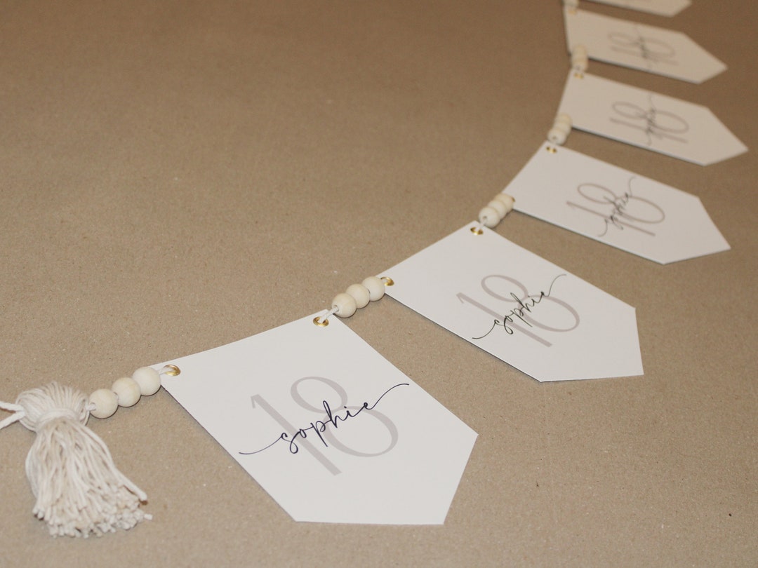 Personalised Bunting Garland | Luxury Card, Wooden Beads, Tassel Decor ...