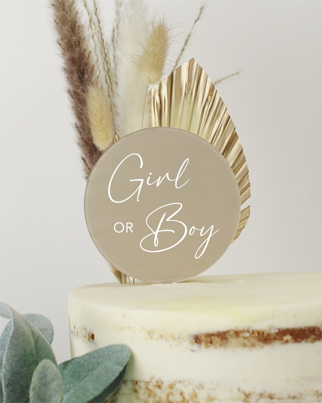 Personalised Gender Reveal Cake Topper | Baby Shower Acrylic Decoration ...