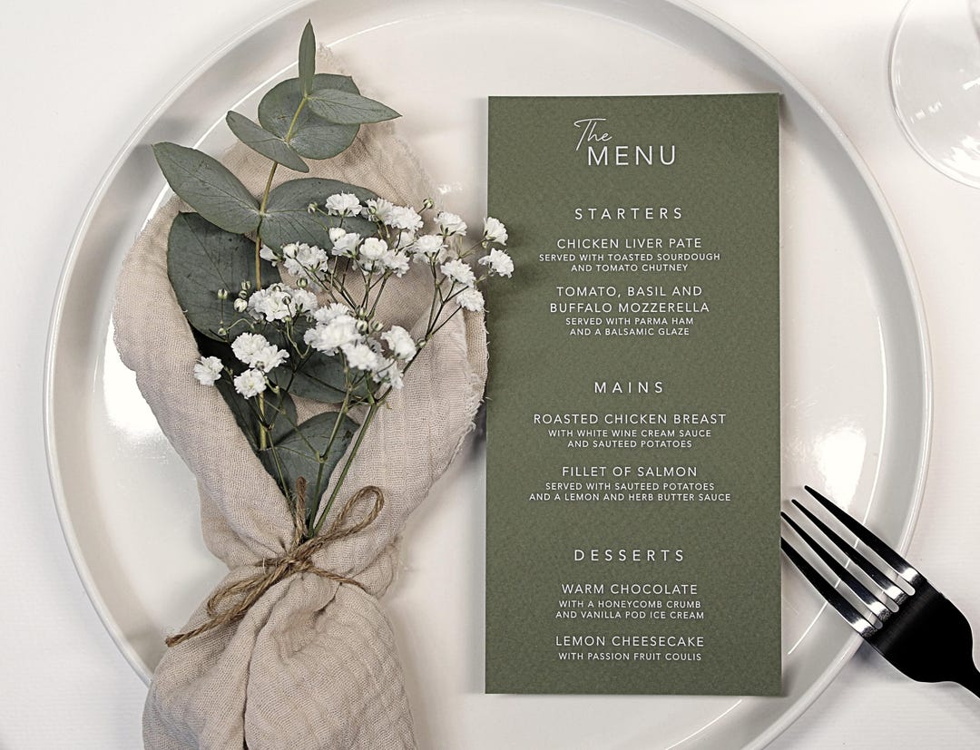 Personalized Wedding Menu Card | Elegant Table Decor - Etsy