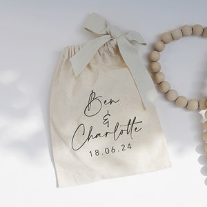 Personalised Gift Bags Luxury Cotton Drawstring Bags Choice of Ribbon ...