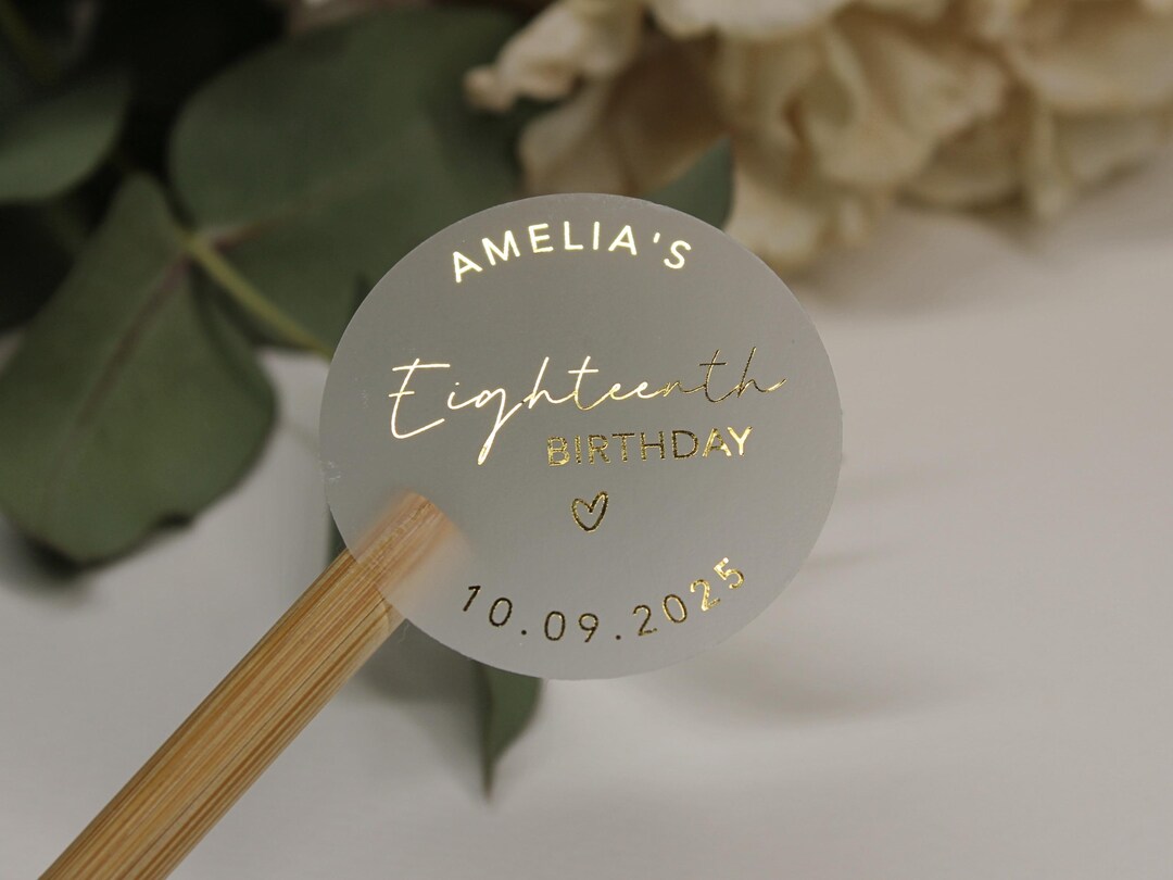 Custom Birthday Stickers Name & Age Personalised Birthday Labels White ...