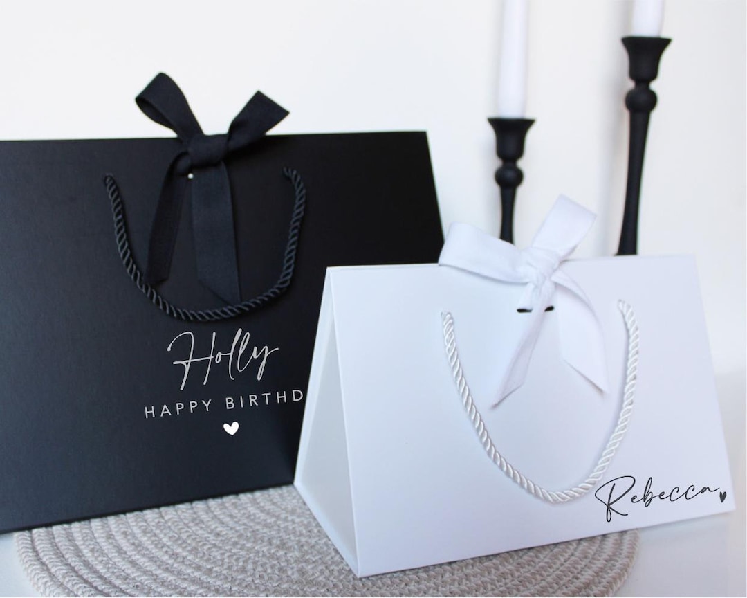 Gift Bag Box | Personalised Gift Box | Custom Gift Bag | Black, White ...