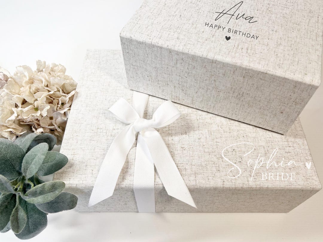 Personalised Gift Box | Custom Luxury Linen Gift Box | Text Inside ...