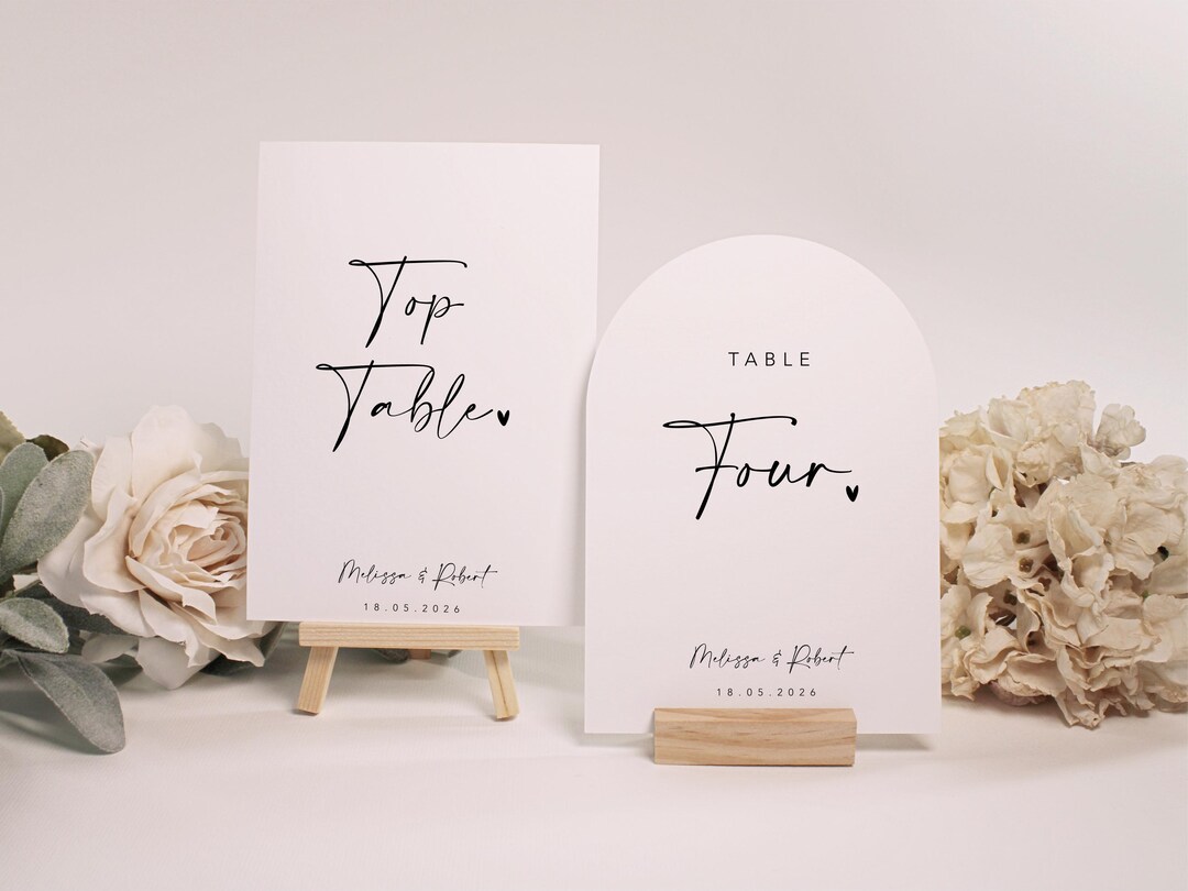 Minimalist Wedding Table Numbers | 5x7" Cardstock Signs (arched Option ...