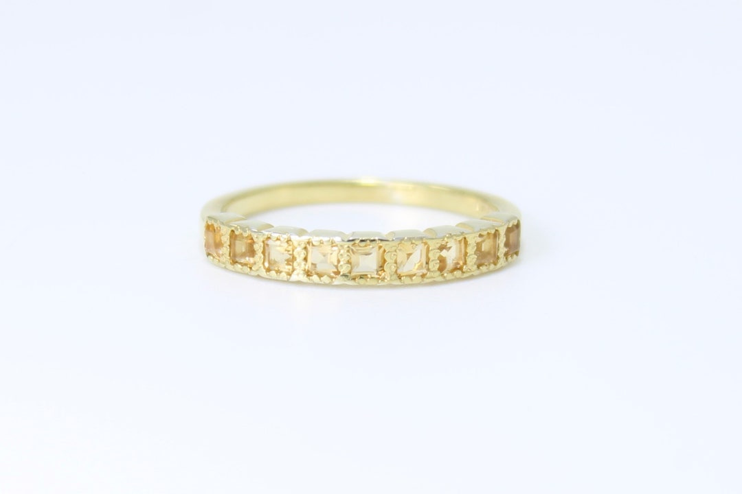 Square Citrine Gemstone Ring: 14K Gold or Sterling Silver, November ...
