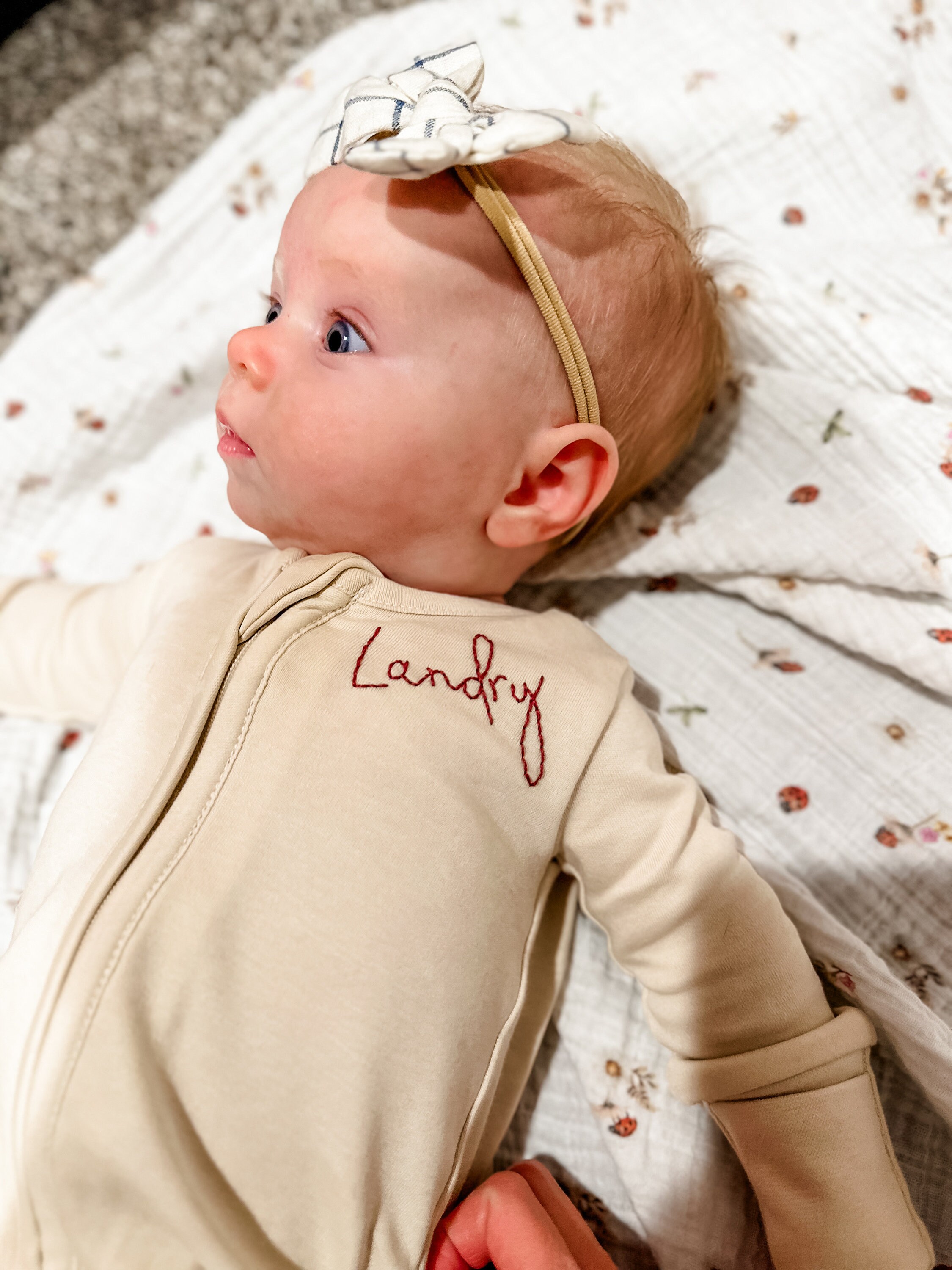 Personalized Hand Embroidered Infant Sleeper Footie Zip Customized ...