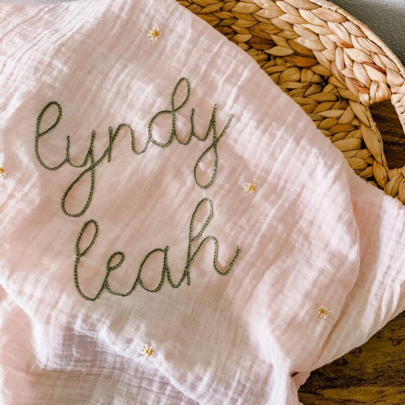 Personalized Hand Lettered Embroidered Baby Swaddle Receiving - Etsy