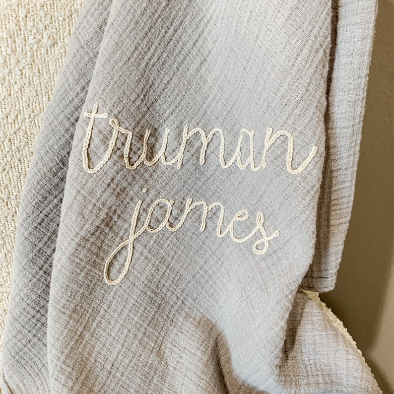 Personalized Hand Lettered Embroidered Baby Swaddle Receiving - Etsy