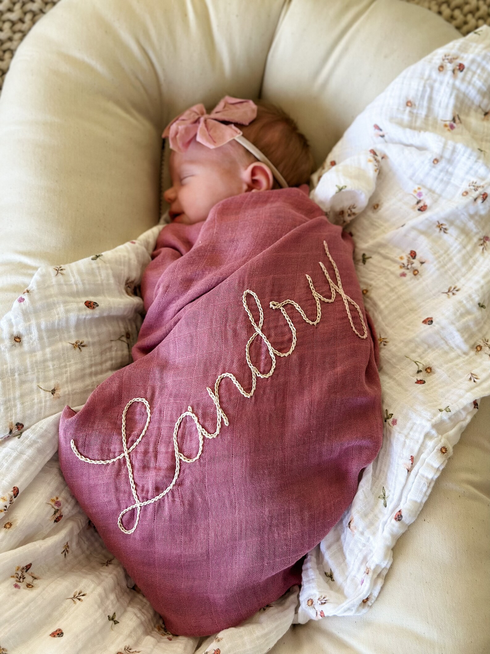 Personalized Hand Lettered Embroidered Baby Swaddle Receiving - Etsy