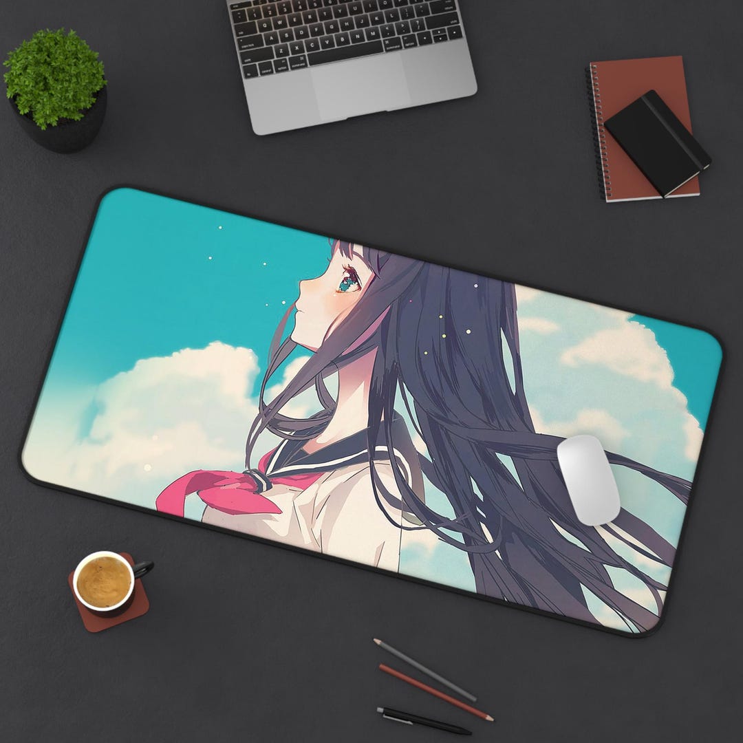 Cute Anime Girl Kawaii Desk Mat Anime Desk Mat Cute Pastel Desk Pad ...