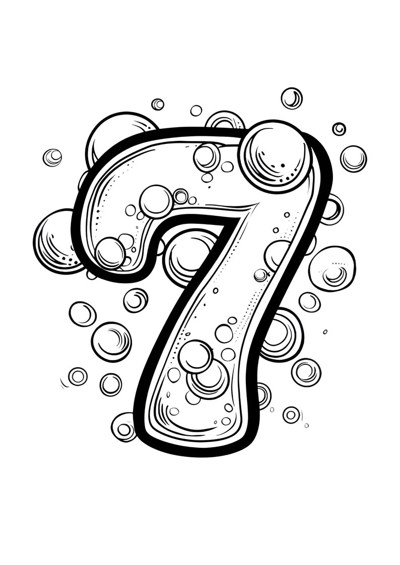 Bubbly Numbers Coloring Page Fun Coloring Pages for Kids Digital ...