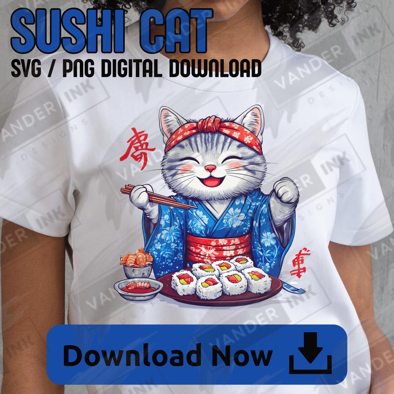 Cat Sushi Japanese Art - Etsy