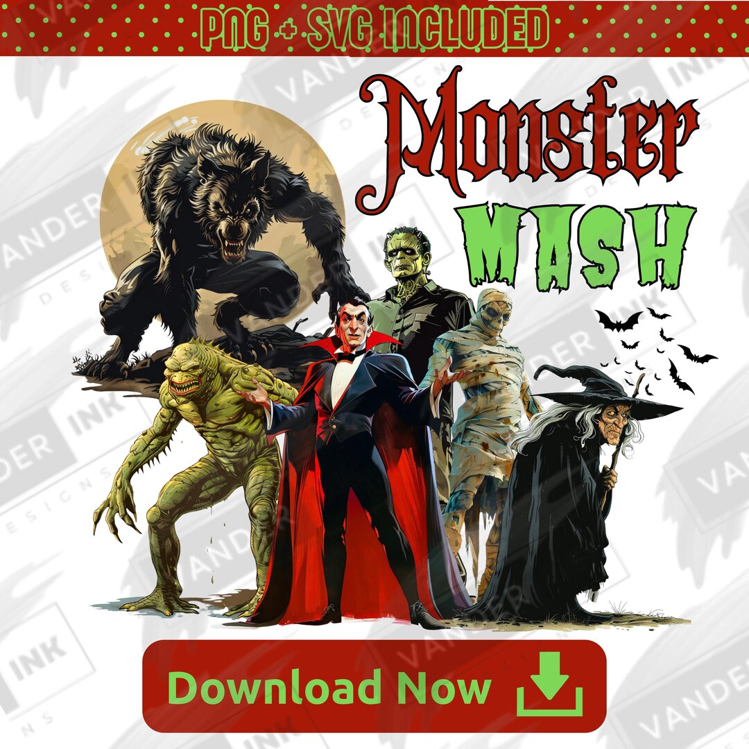 Monster Mash Vintage Retro Gothic Goth Halloween Transparent PNG SVG ...