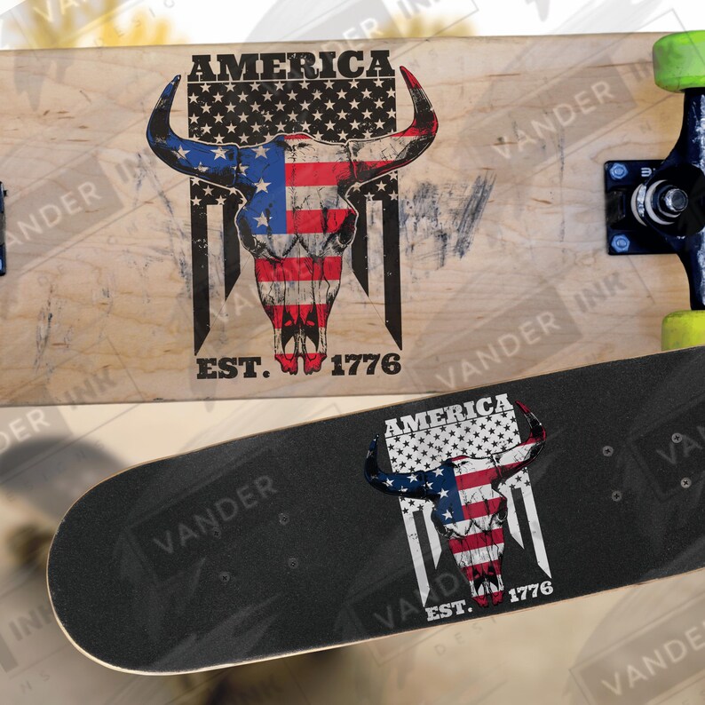 America Est 1776 Bull Skull SVG PNG Digital Download 4th of July 4 ...