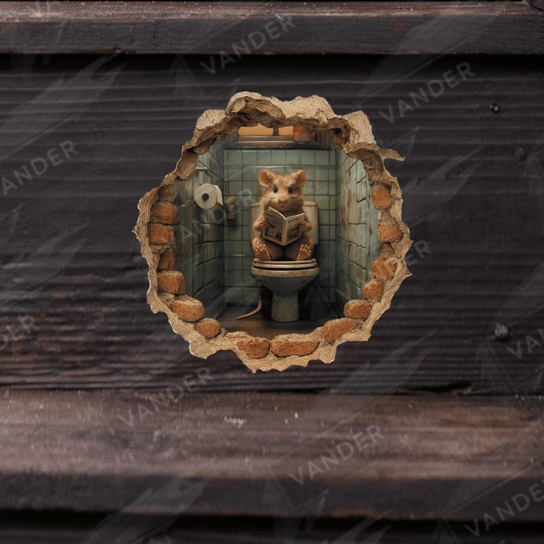 Toilet Mouse in Wall Printable PNG SVG Digital Download Decal Funny ...