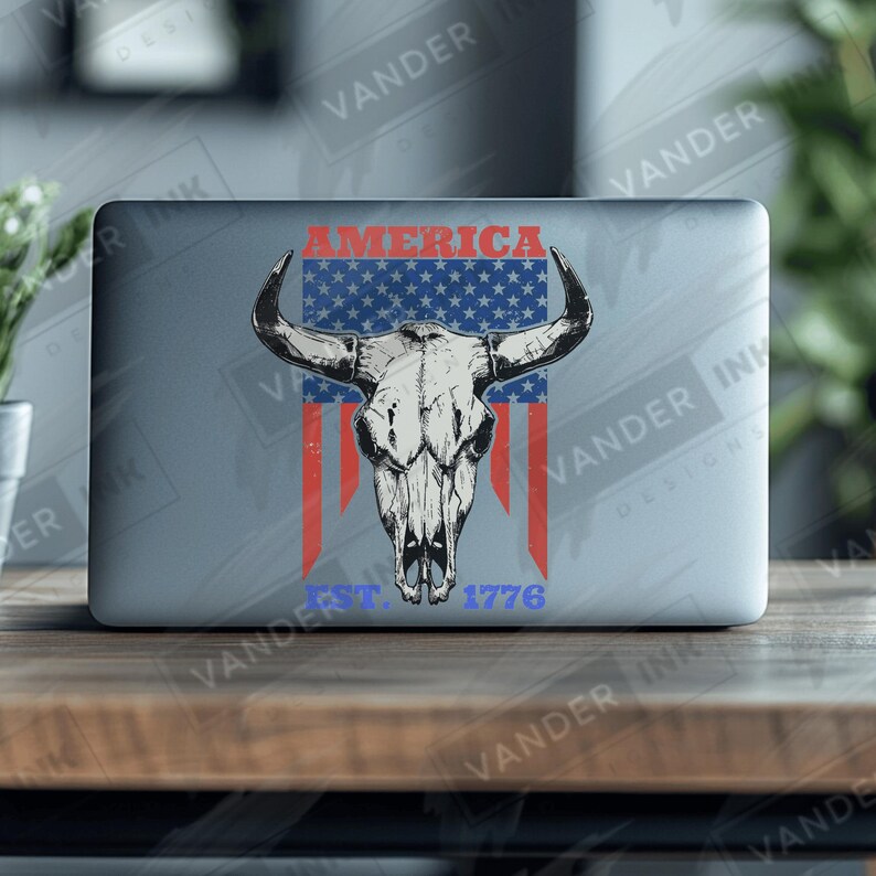 America Est 1776 Bull Skull SVG PNG Digital Download 4th of July 4 ...
