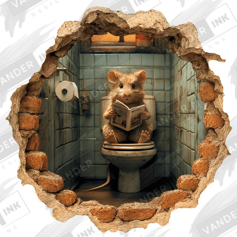 Toilet Mouse in Wall Printable PNG SVG Digital Download Decal Funny ...