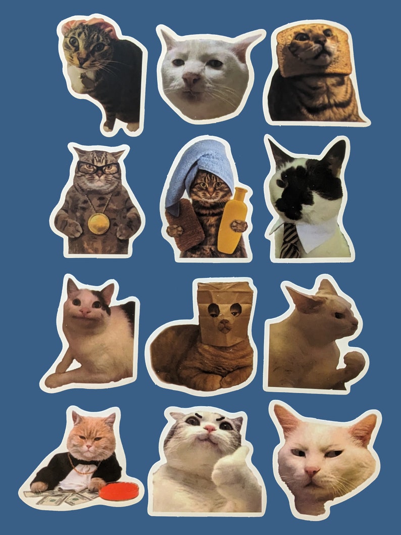 50 Meme Cat Stickers Stickers Decals for Car Motorcycle - Etsy