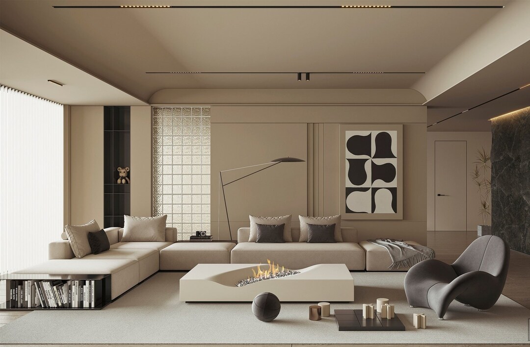 Living Room Interior Design and 3D Realistic Rendering, Living Room ...