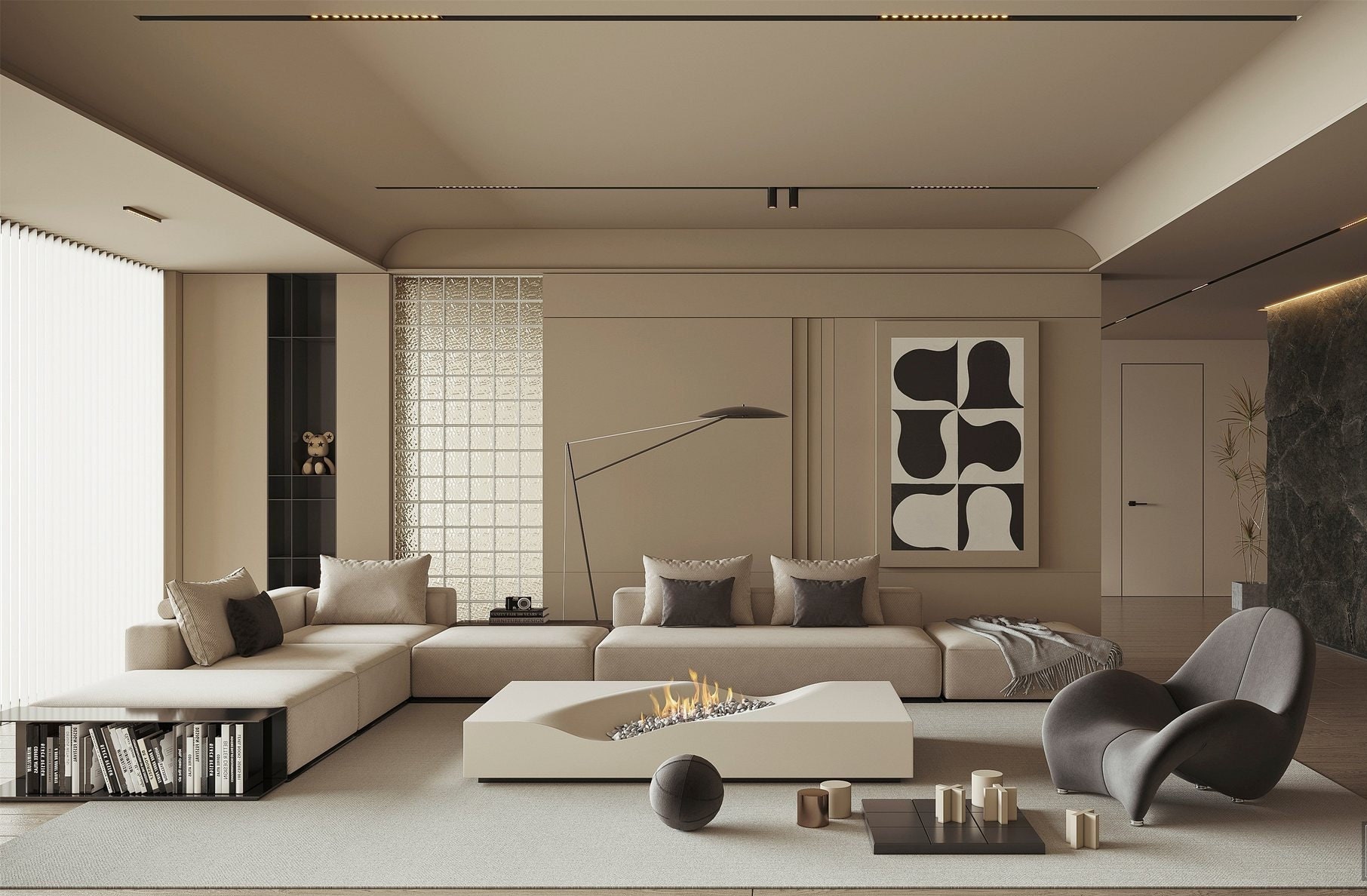 Living Room Interior Design and 3D Realistic Rendering, Living Room ...