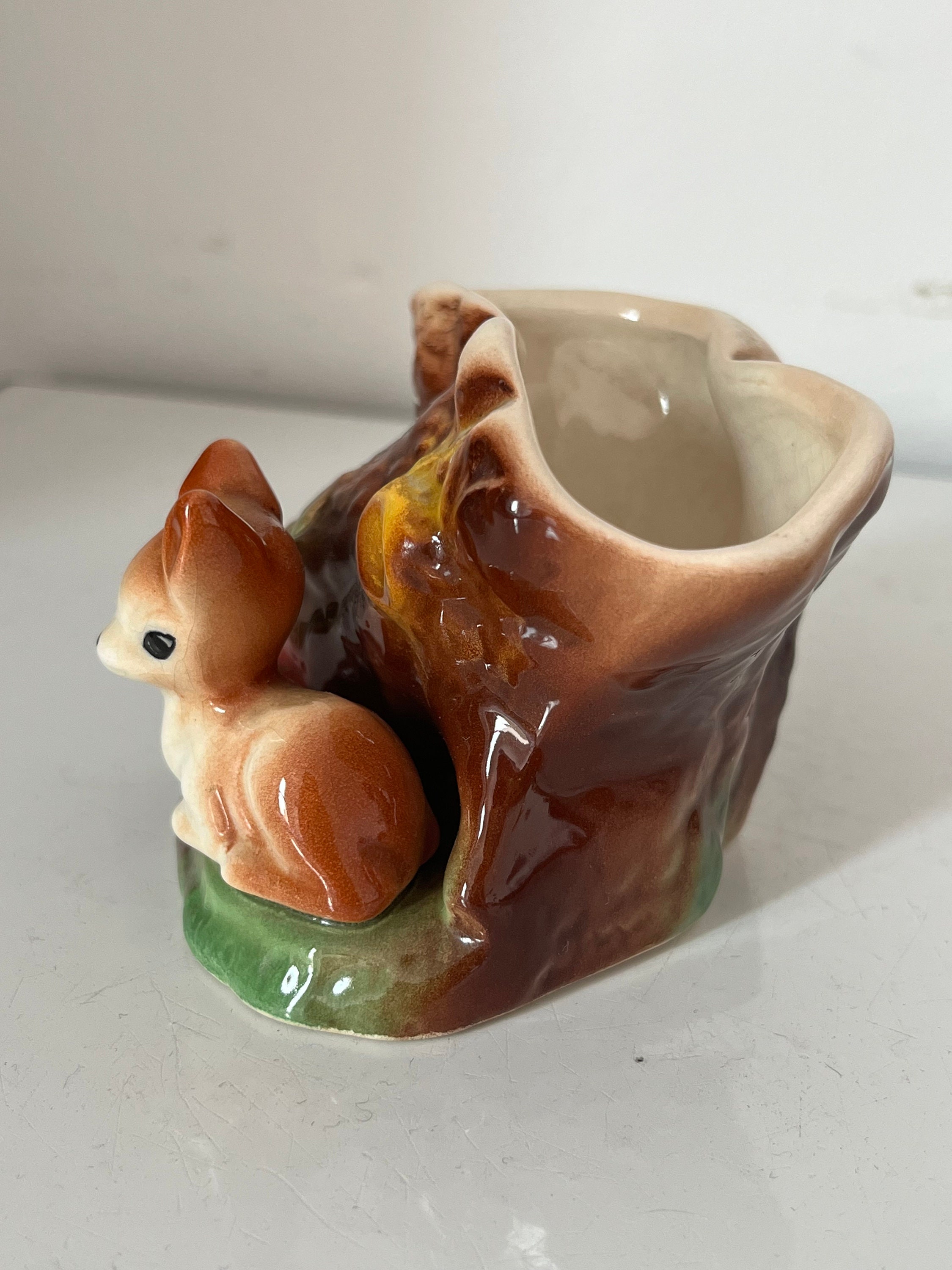 Eastgate Pottery Baby Fawn With Tree Trunk - Etsy