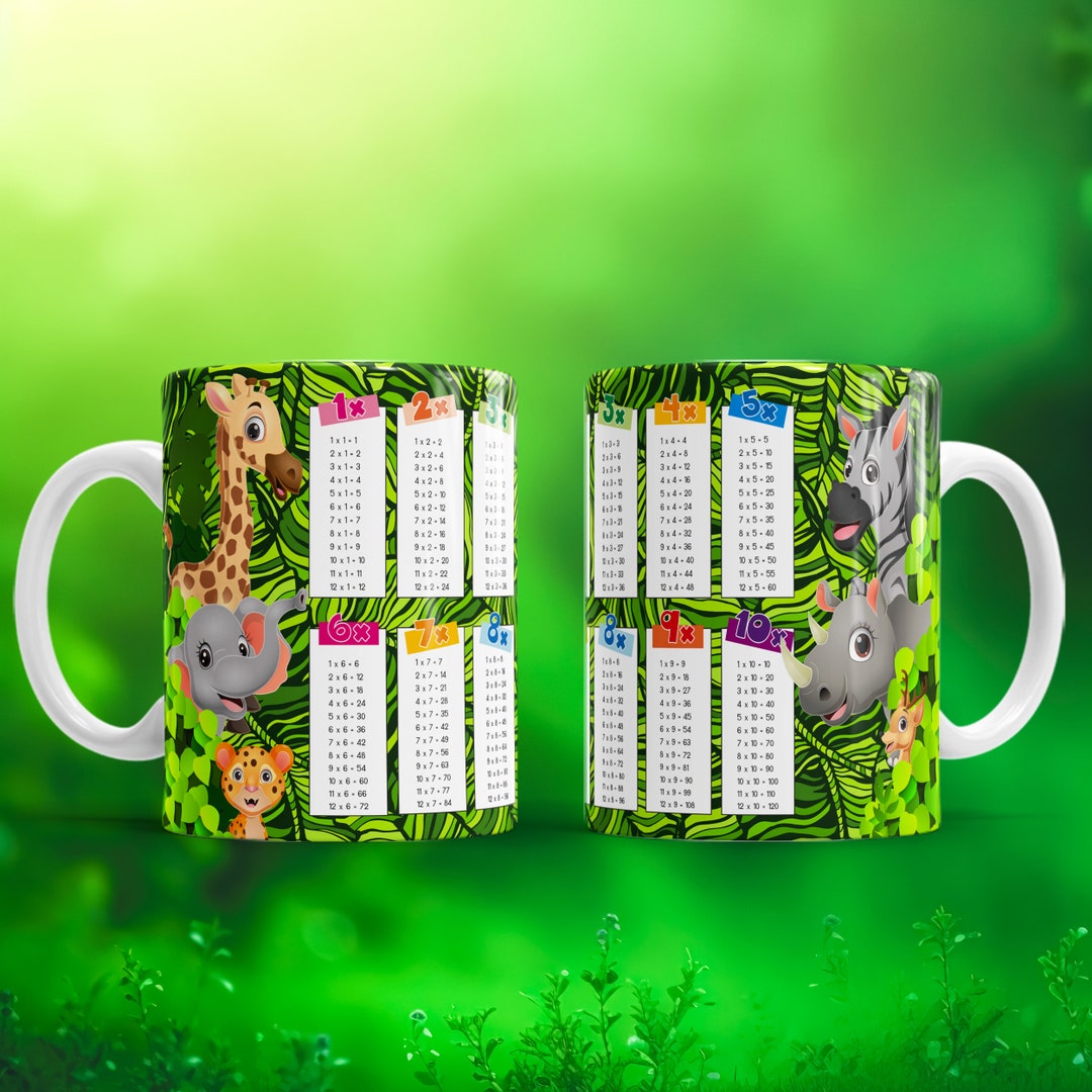 Mug Multiplication Table Cup Jungle Animals Children's Gift - Etsy