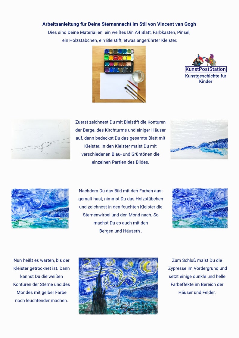 Vincent Van Gogh Worksheet Starry Night and Reproduction - Etsy