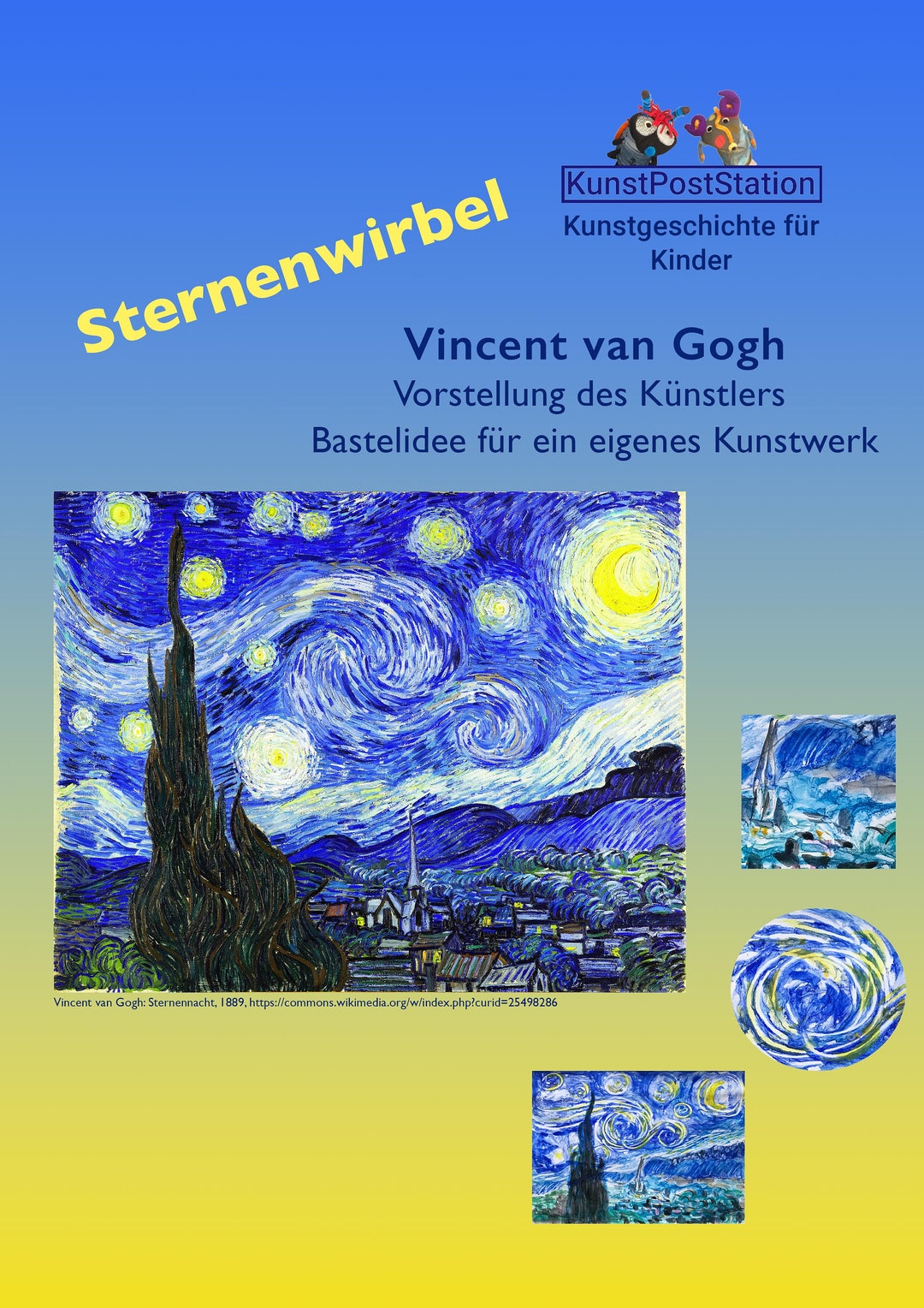 Vincent Van Gogh Worksheet Starry Night and Reproduction - Etsy