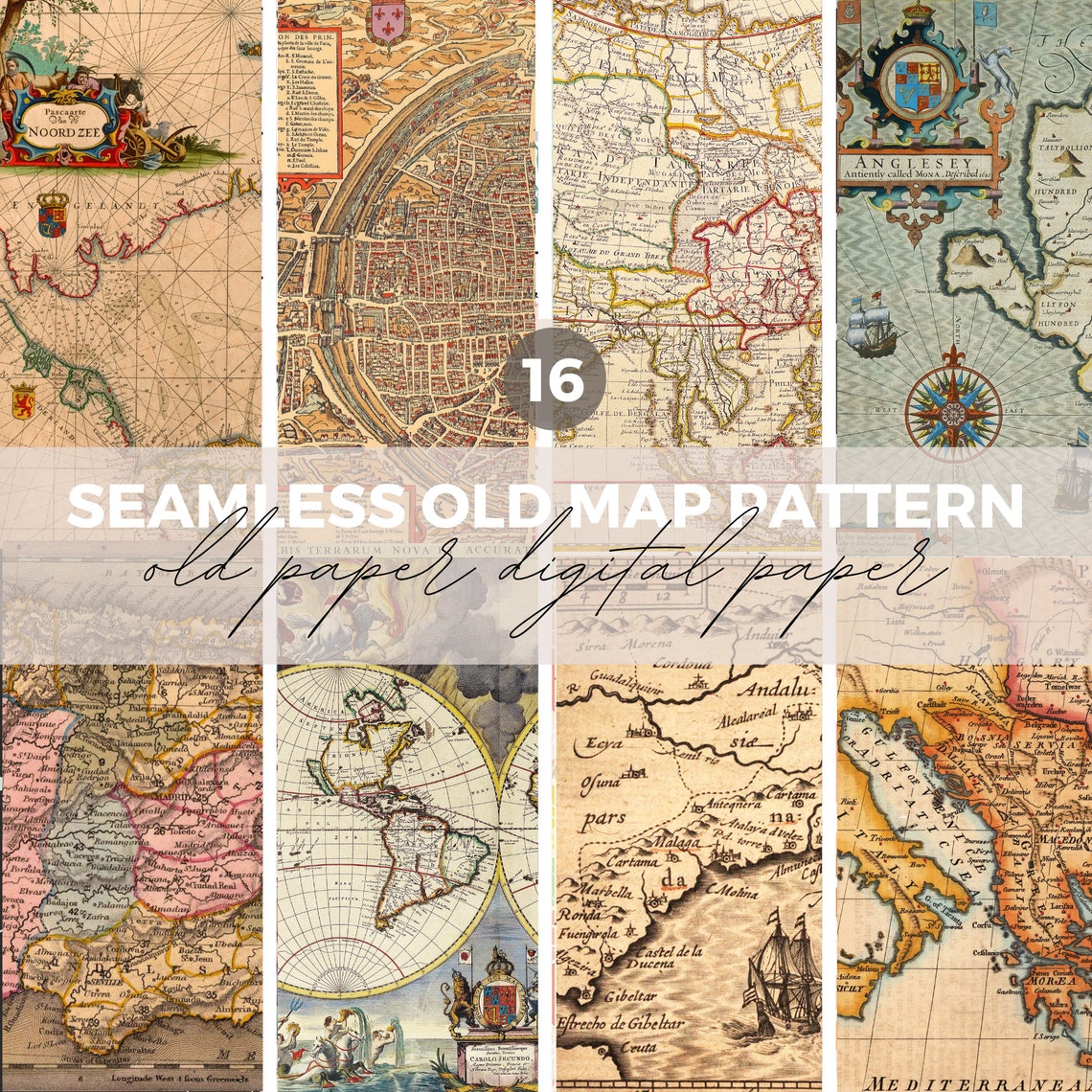 Old Maps Digital Paper, Antique Maps Digital Paper, 12x12, Instant ...