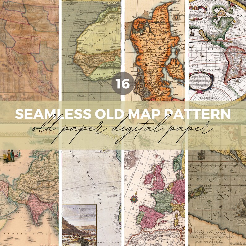 Old Maps Digital Paper, Antique Maps Digital Paper, 12x12, Instant ...