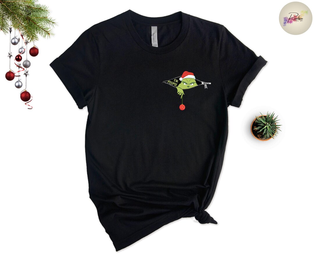Grinch Christmas T-shirt, Funny Ew People Shirt, Pocket Design Xmas ...