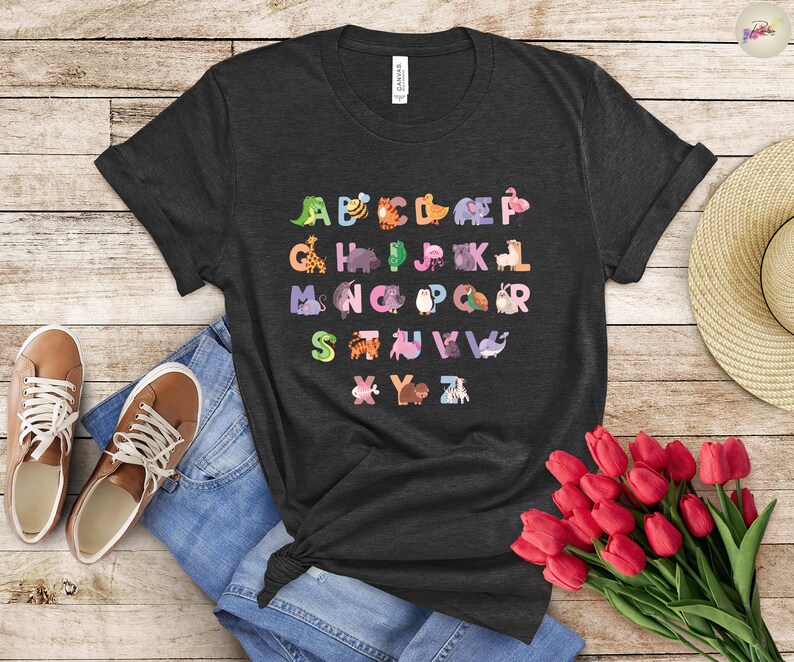 Animal Alphabet Letters T-shirt, Kindergarten Gift - Etsy